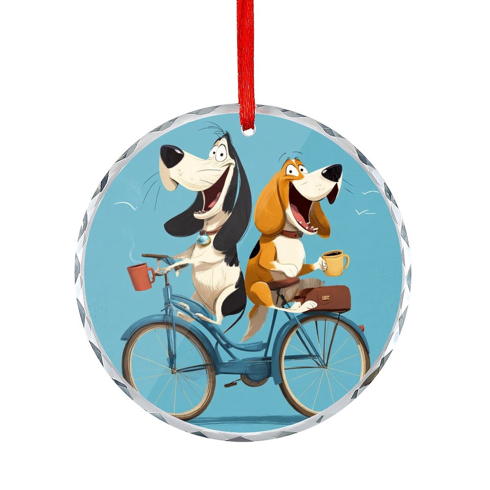 Basset Hound And Beagle Riding Bicycle Ornament Personalized Dog Lover ...