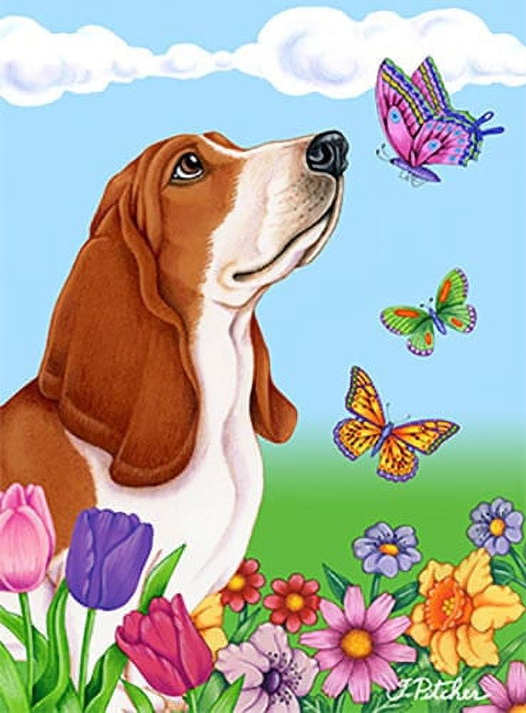 Basset Hound - Best of Breed Butterfly Garden Flag - Walmart.com