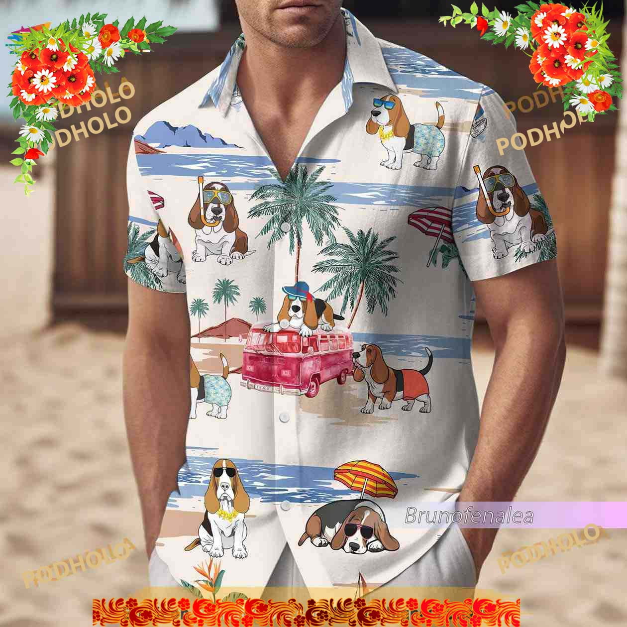 Basset Hound Button Shirt For Men Women, Basset Summer Hawaiian Shirt ...