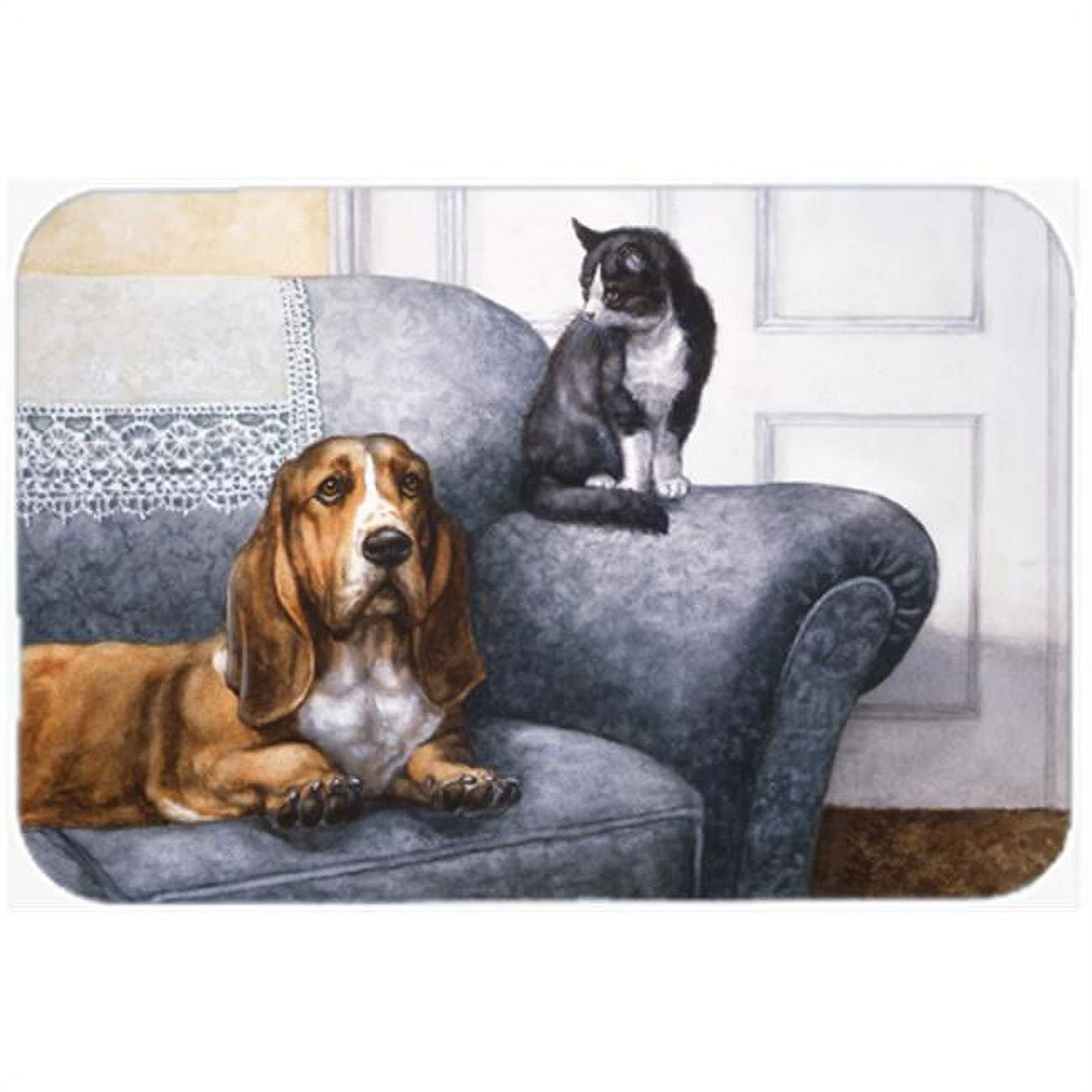 Basset Hound & Cat on Couch Mouse Pad, Hot Pad or Trivet - Walmart.com