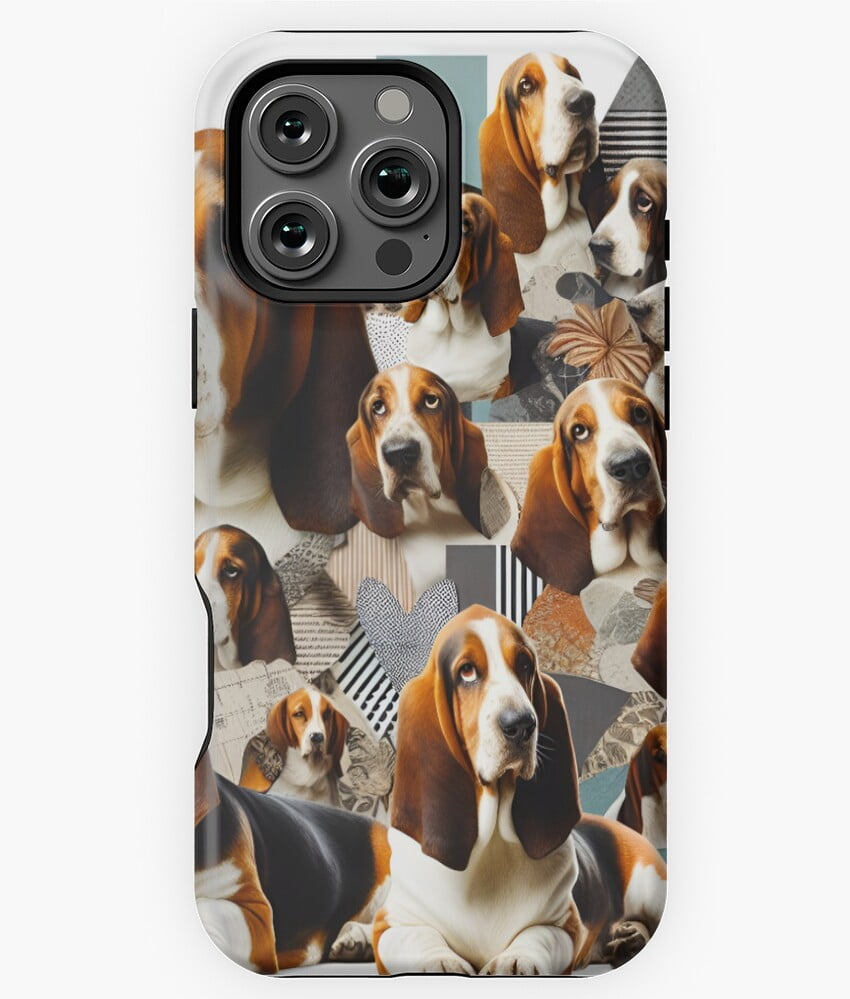 Basset Hound Collage Artistry Dog Phone Case for iPhone 16 15 14 13 12 ...