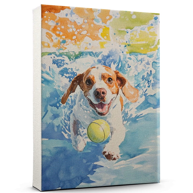 Basset Hound Cute Dog Swimming Stretched Canvas Size 8x12 – Retro ...