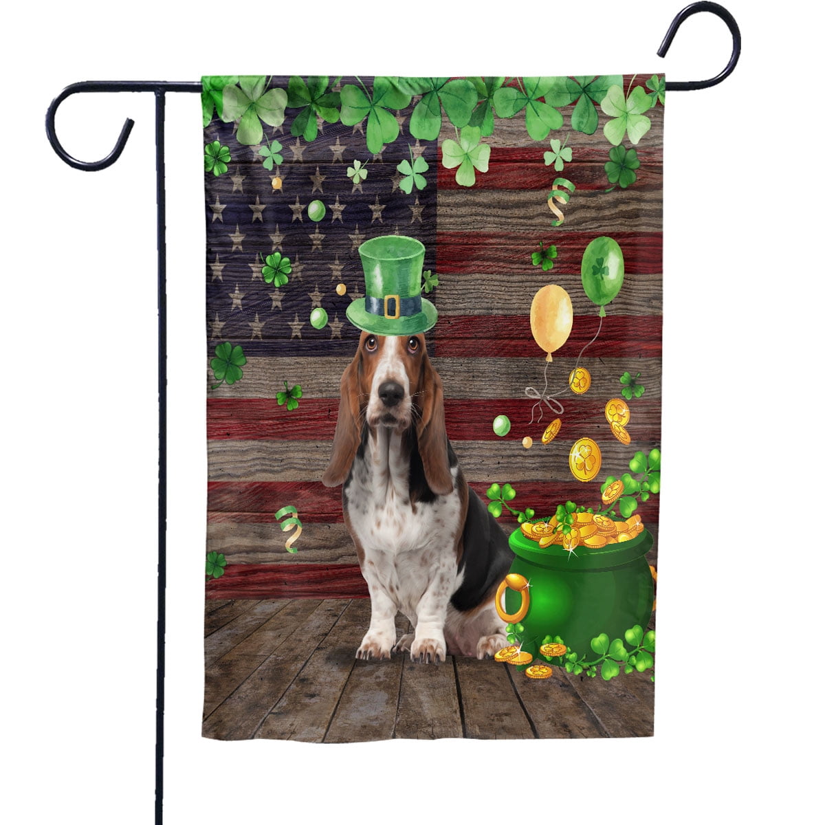 Basset Hound Dog American Flag Patricks Day, St patricks Day ...