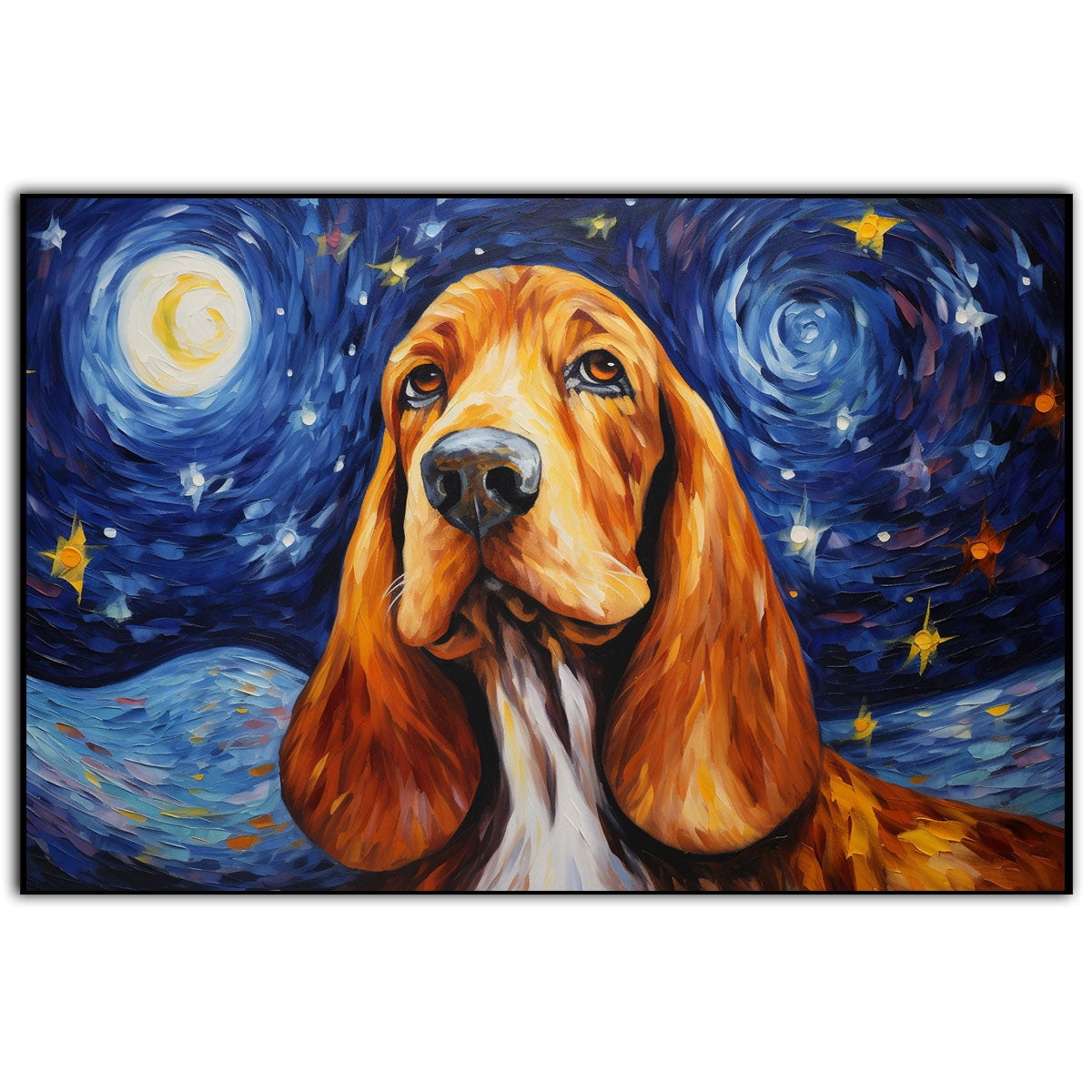 Basset Hound Dog Canvas Prints of Starry Night Paintings Reproduction ...