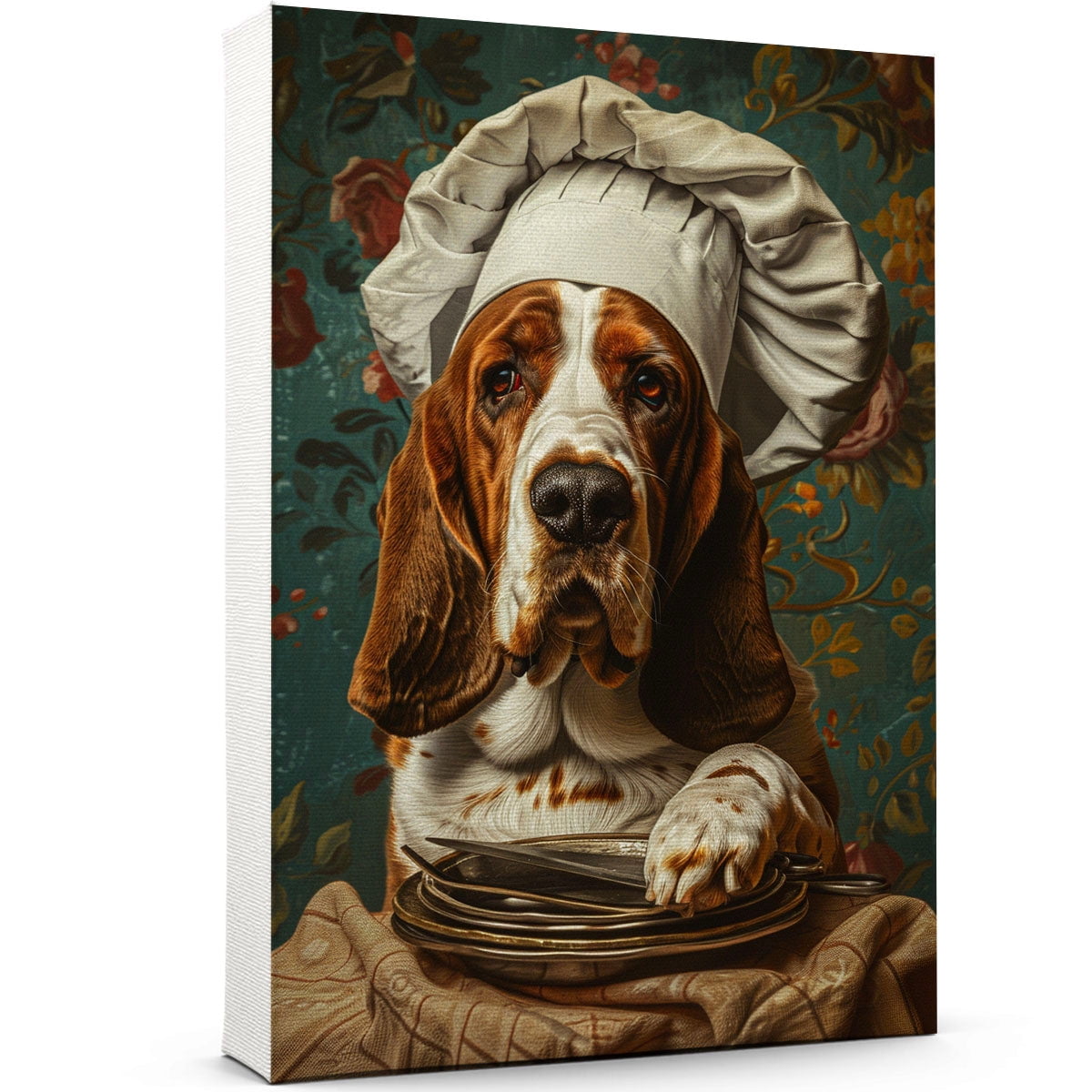 Basset Hound Dog Chef Poster, Basset Hound Dog Cooking Food Canvas ...