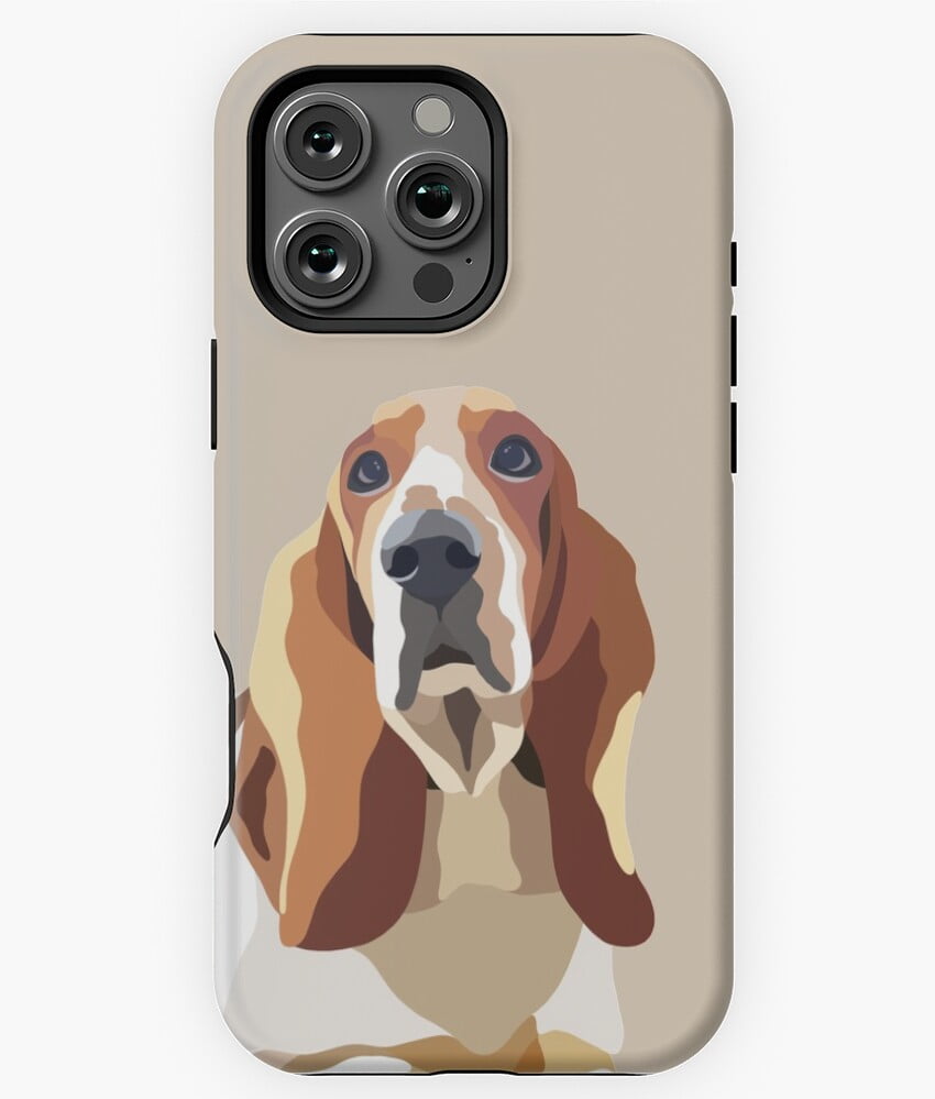 Basset Hound Dog Digital Illustration Phone Case for iPhone 16 15 14 13 12 11 Pro Max - Walmart.com