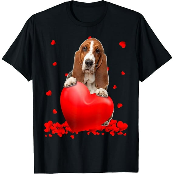 Basset Hound Dog Heart Love Day Couple Men Women T-Shirt - Walmart.com