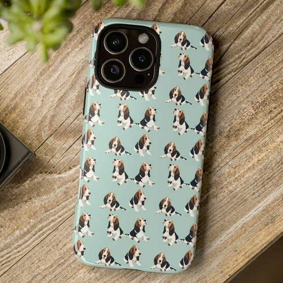 Basset Hound Dog Pattern Pet Lover Art Phone Case 17 16 15 14 13 12 11 ...