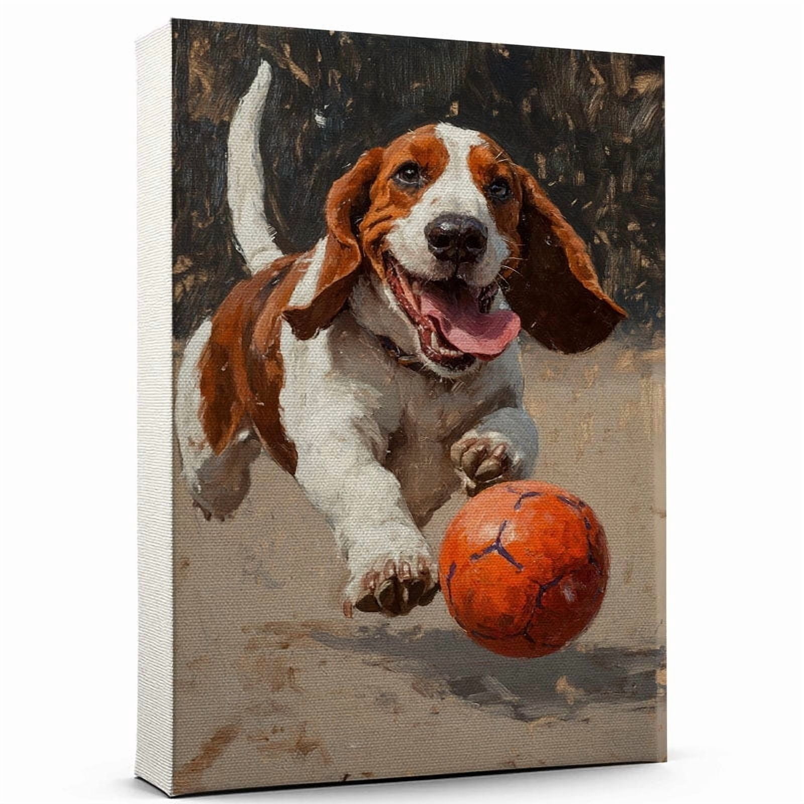 Basset Hound Dog Playing Soccer Stretched Canvas Size 8x12 – Sports Dog ...