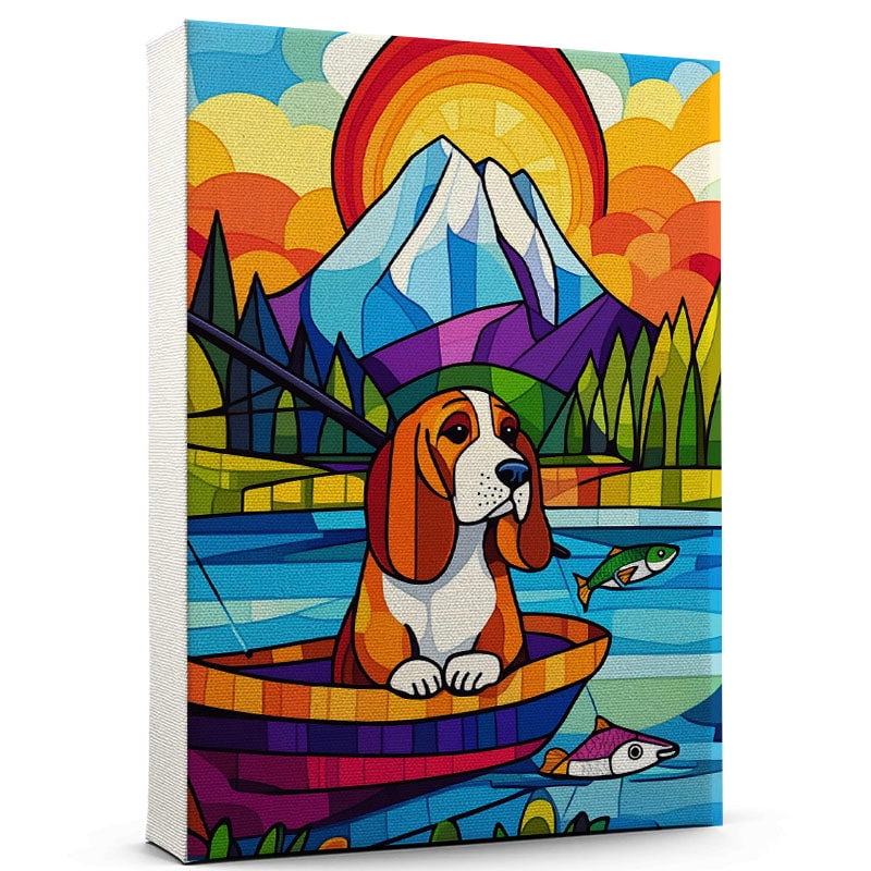 Basset Hound Dog Stretched Canvas Size 8x12 Fishing Canvas – Cute ...