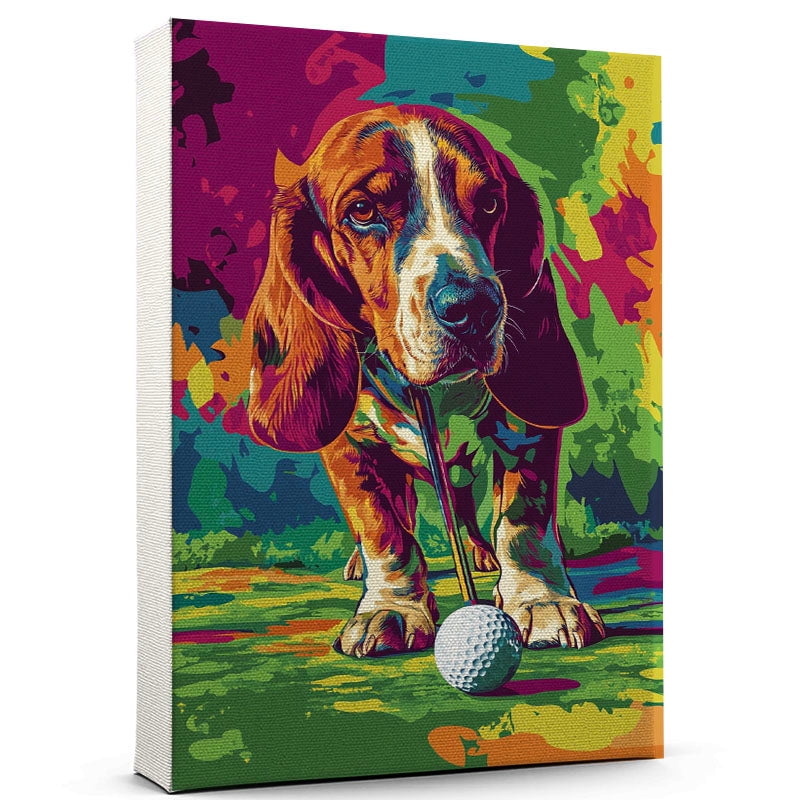 Basset Hound Dog Stretched Canvas Size 8x12 Golf Canvas – Cute Basset ...