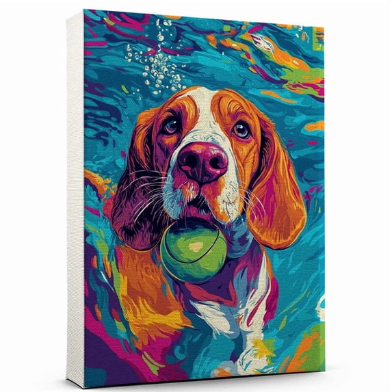 Basset Hound Dog Swimming Stretched Canvas Size 8x12 – Funny Basset ...