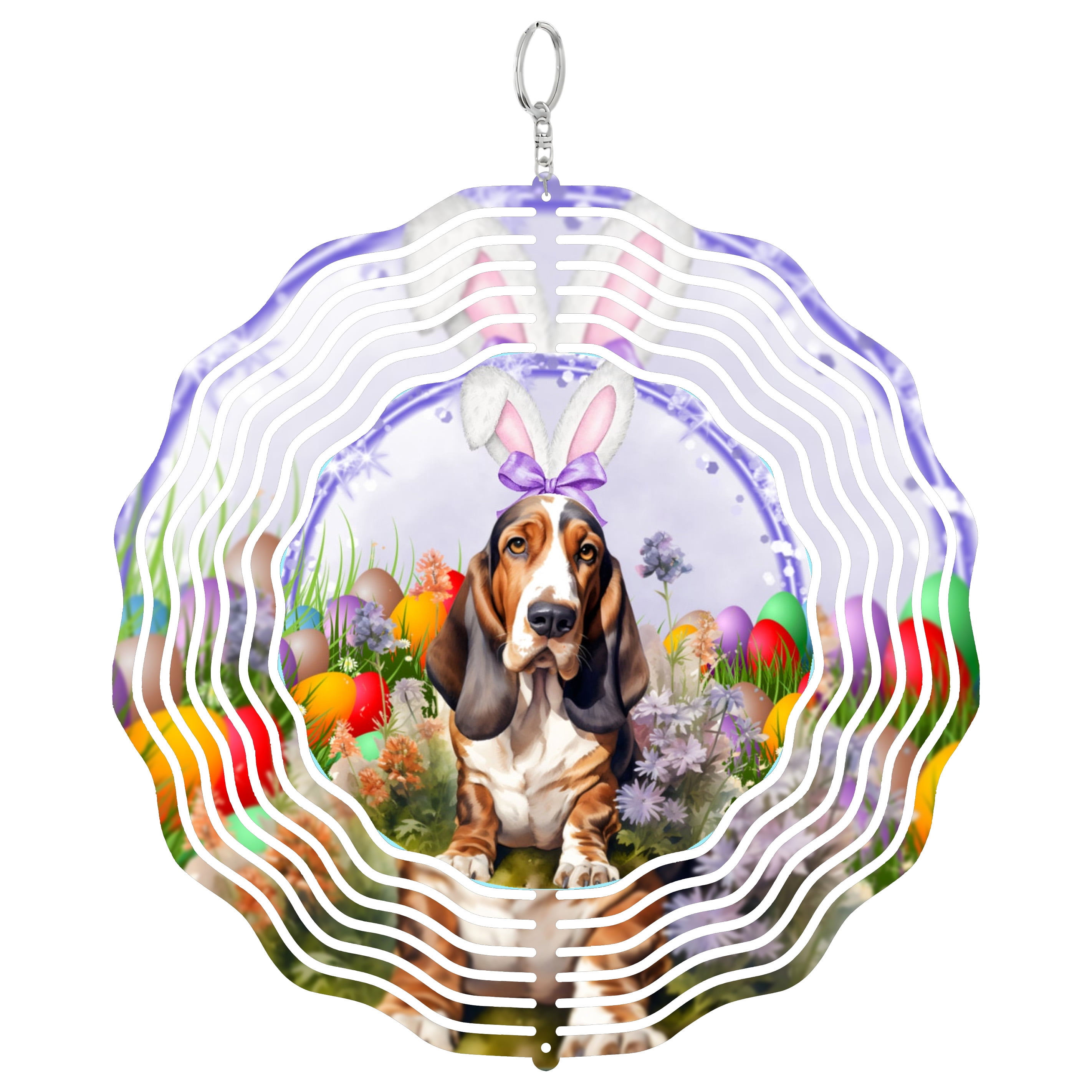 Basset Hound Easter Dog 3D Wind Spinner Kinetic Metal Hanging Puppy ...