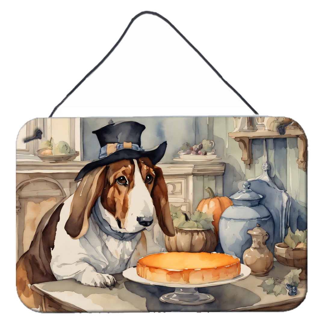Basset Hound Fall Kitchen Pumpkins Wall or Door Hanging Prints 8 in x ...