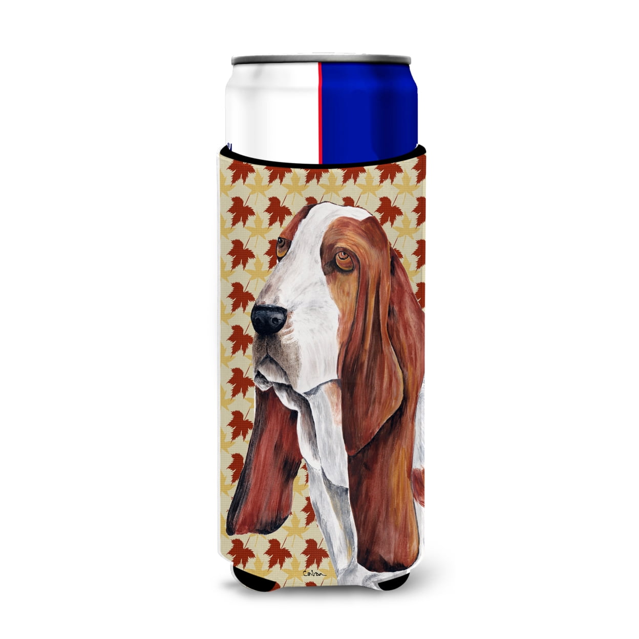 Basset Hound Fall Leaves Portrait Ultra Hugger for slim cans - Walmart.com