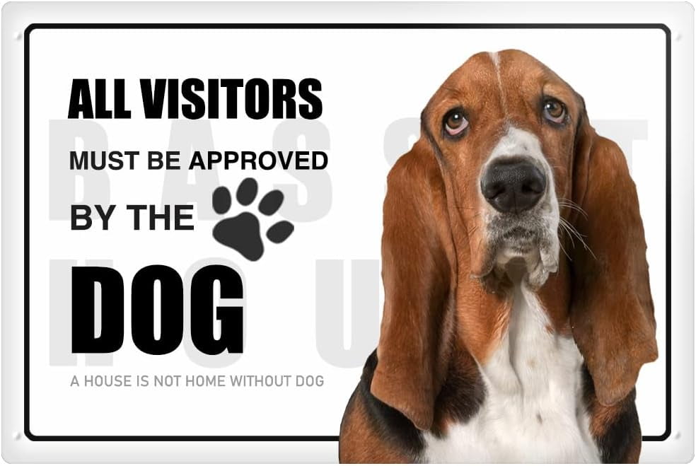 Basset Hound Funny Dog Pet Lover Metal Tin Sign All Visitors Must Be ...