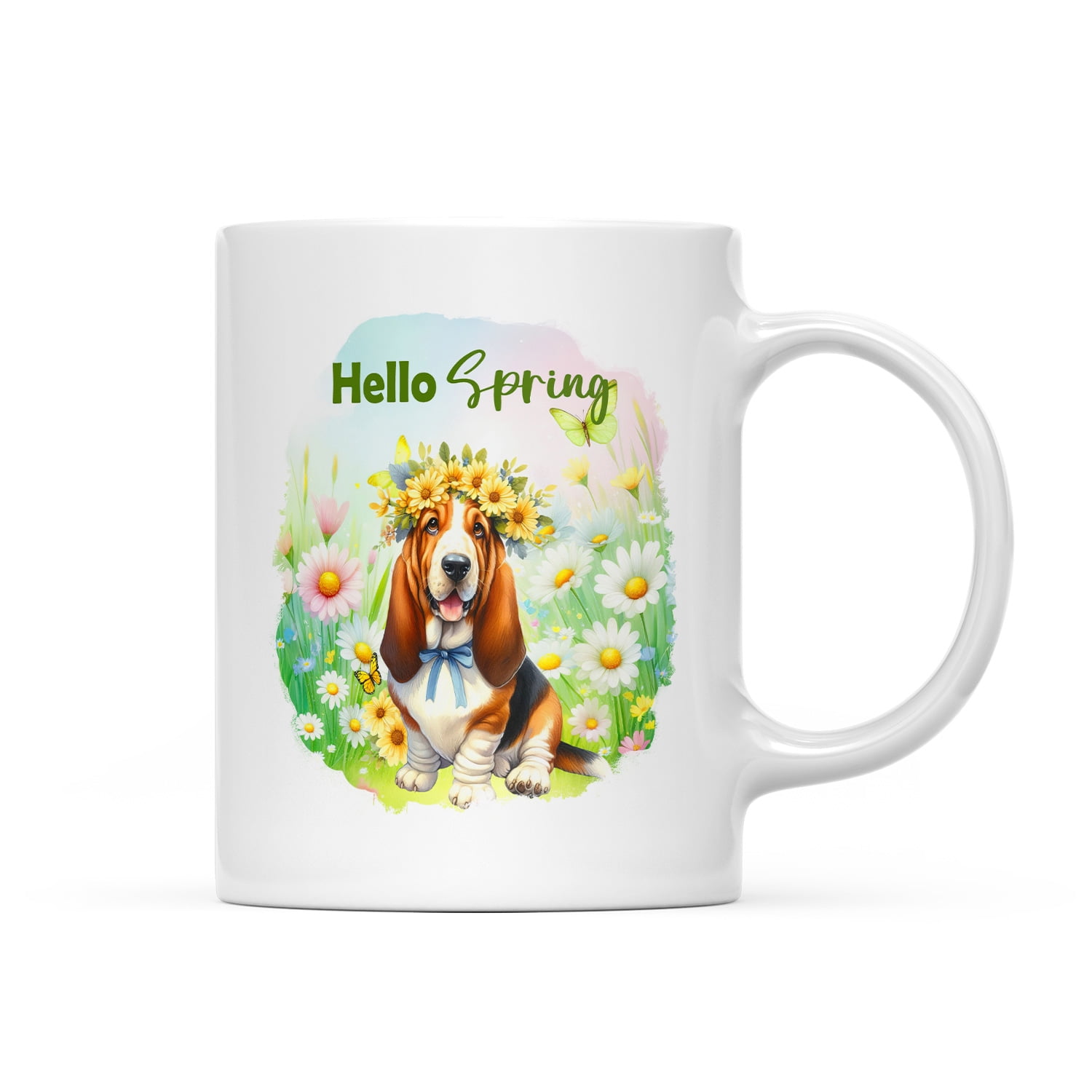 Basset Hound Hello Spring Time Flower Floral Nature Mug Bassets Dog ...