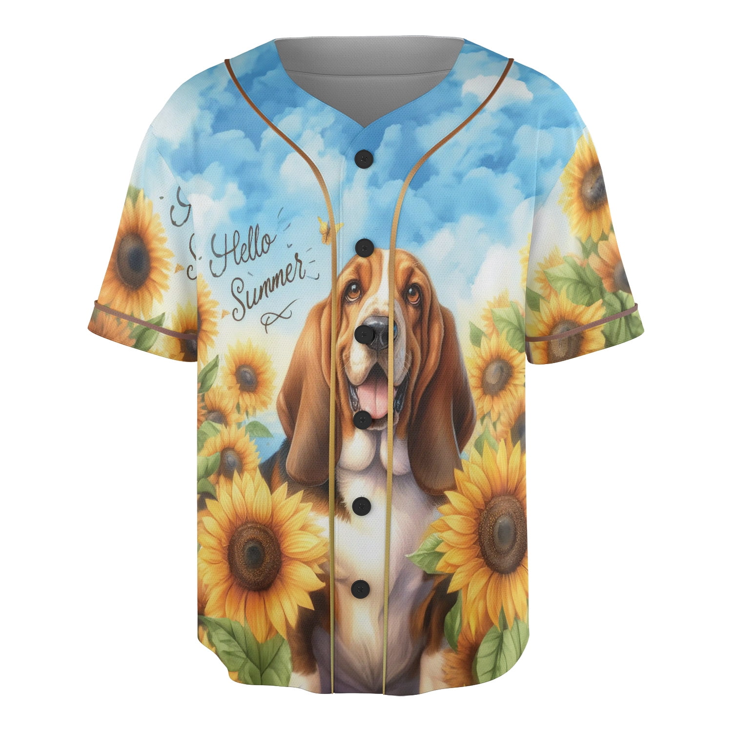 Basset Hound Hello Summer Sunshine Sunflowers Spring Retro Vintage All ...