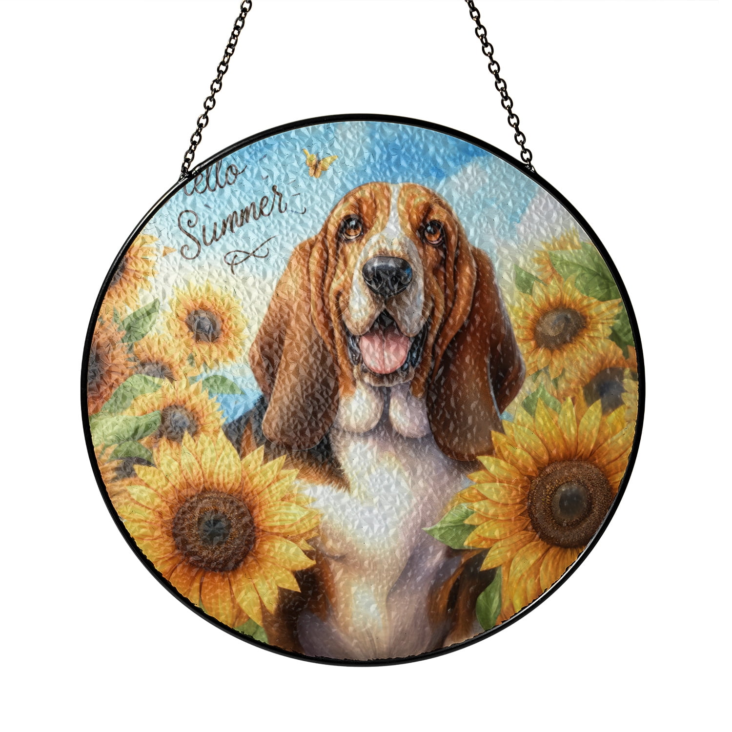 Basset Hound Hello Summer Sunshine Sunflowers Spring Retro Vintage ...