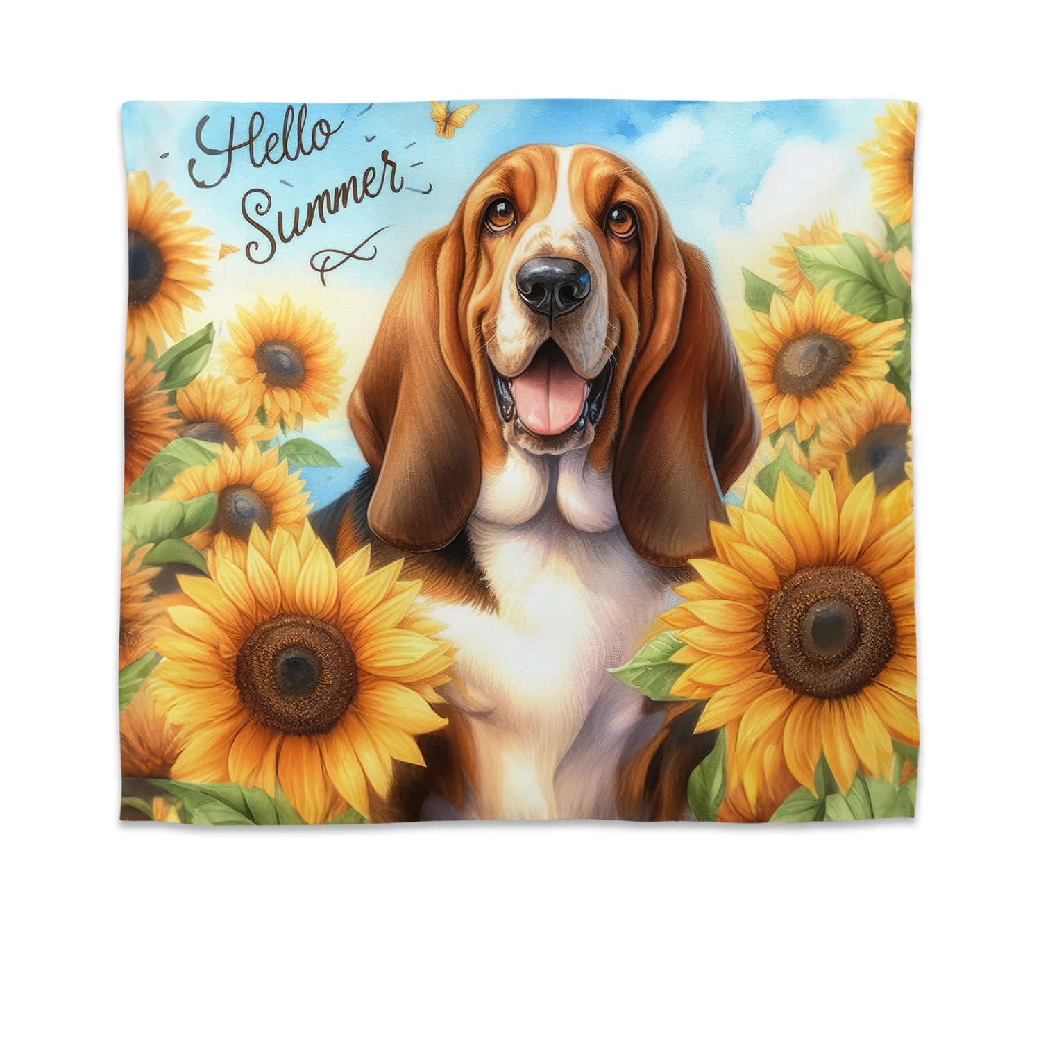 Basset Hound Hello Summer Sunshine Sunflowers Spring Retro Vintage ...