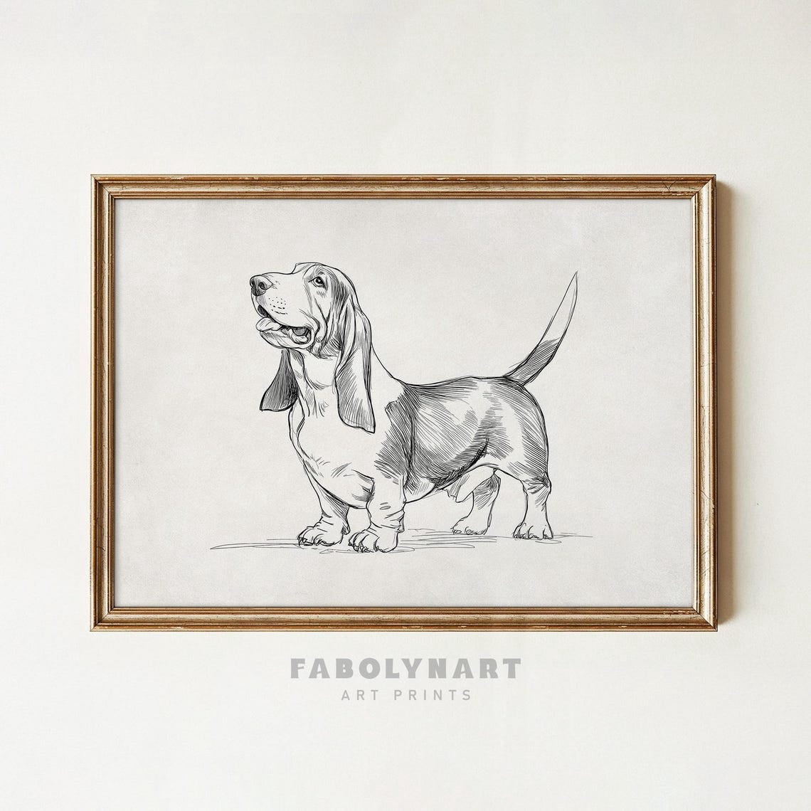 Basset Hound Minimal Dog Sketch Wall Art Poster Unframed Paper Print ...