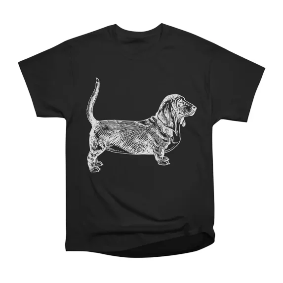 Basset Hound Pet Dog Line Drawing T-Shirt Tee Gift For Him Merch For ...