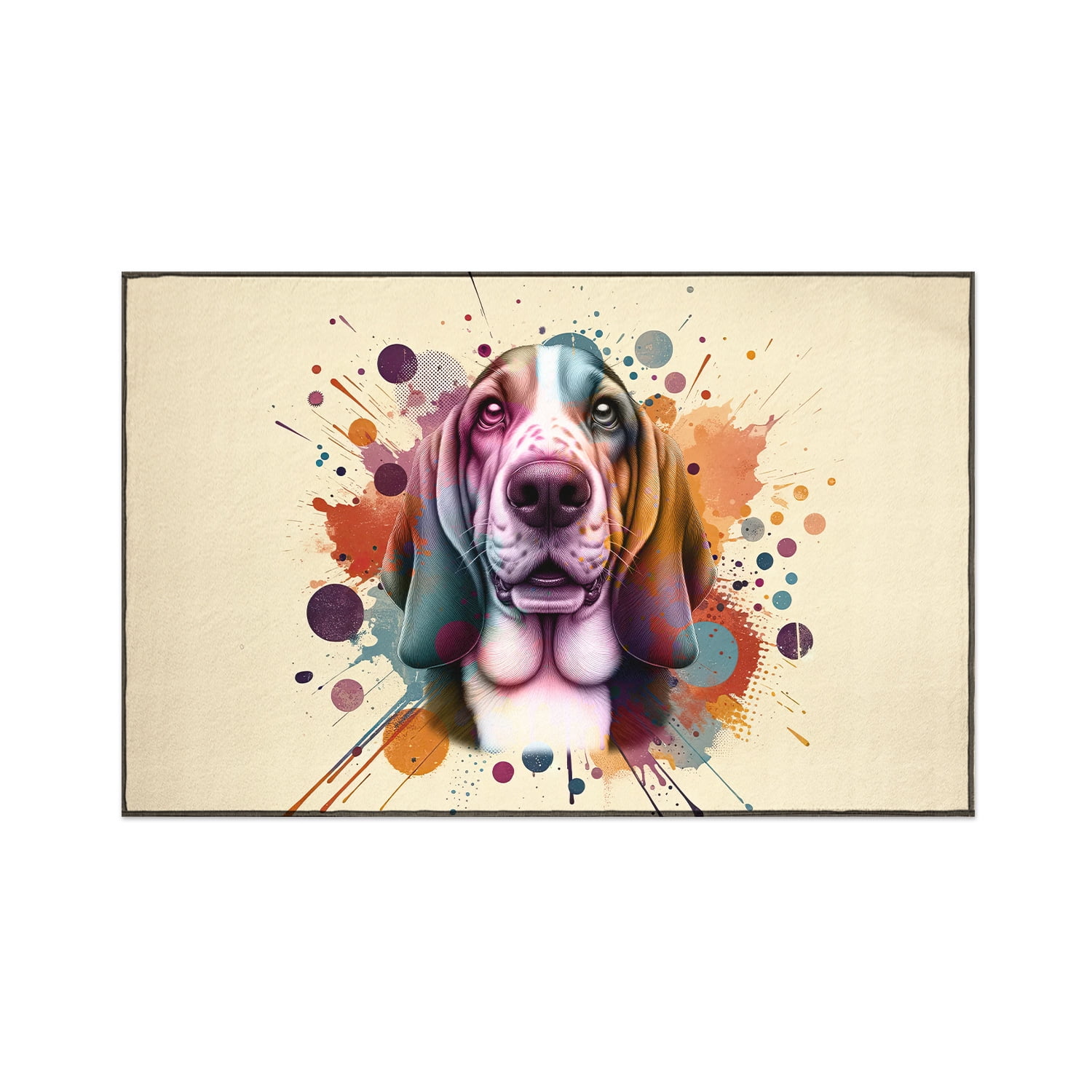 Basset Hound Portrait Watercolor Vintage Retro Styles Indoor Rug ...
