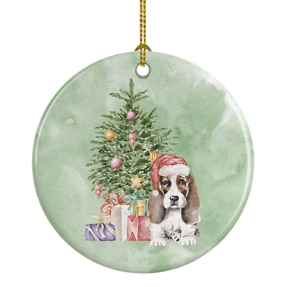 Basset Hound Presents and Tree Ceramic Ornament CK8223CO1 2PCS ...