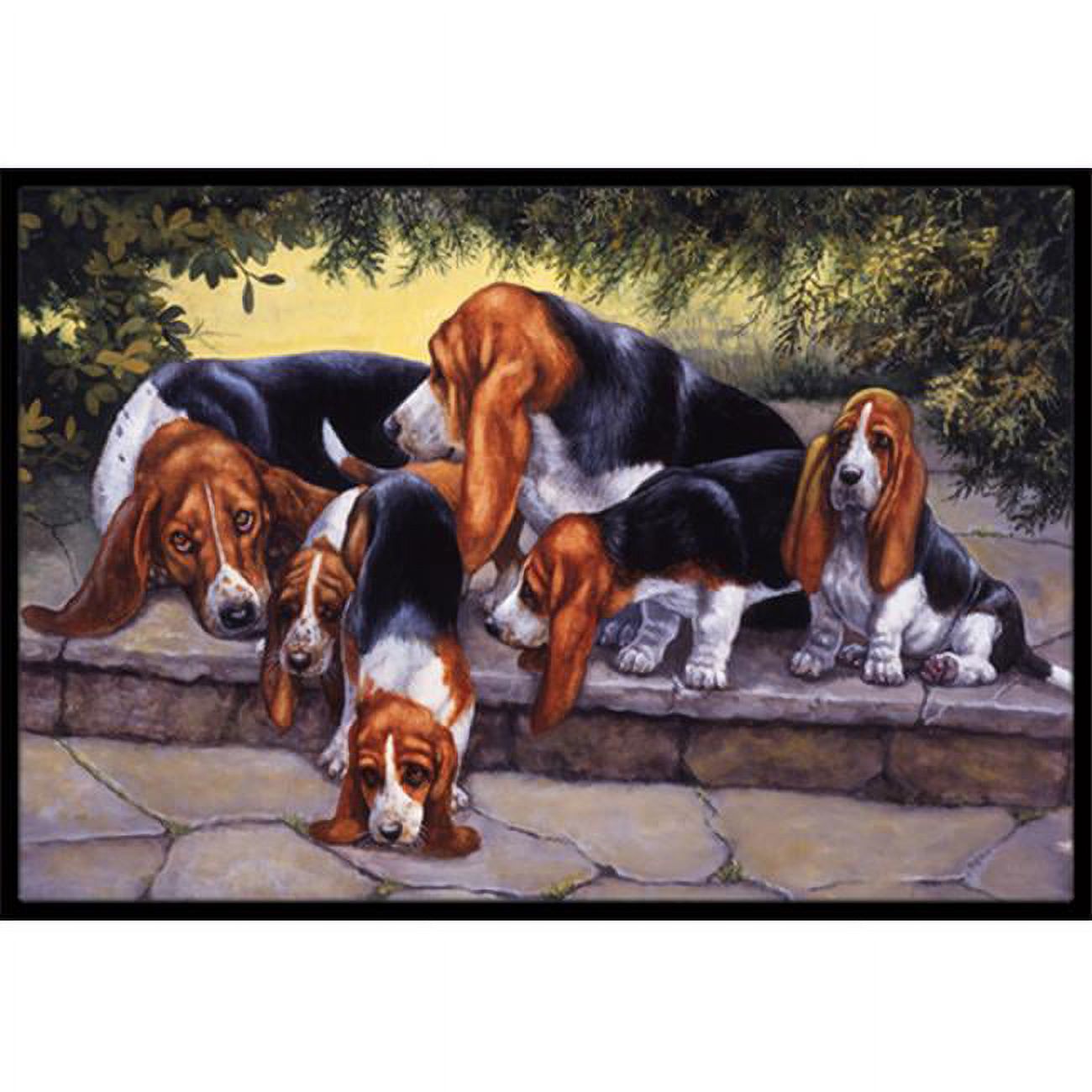 Basset Hound Puppies, Momma & Daddy Indoor or Outdoor Mat, 24 x 36 ...