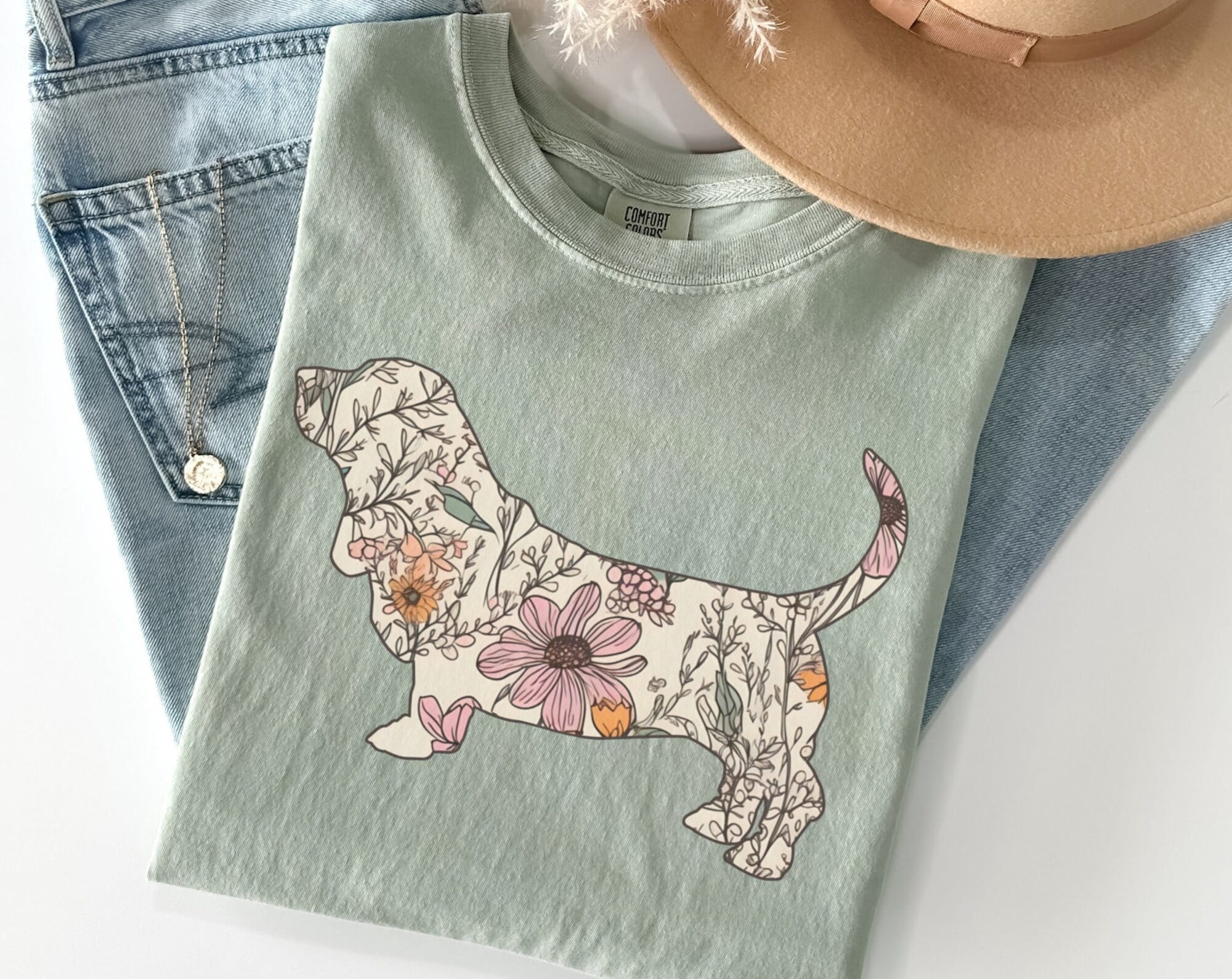Basset Hound Shirt Cottagecore Basset Hound Tshirt Wildflowers Basset ...