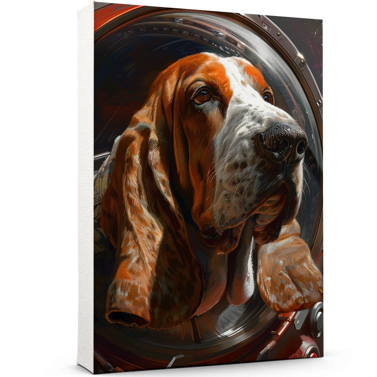 Basset Hound Space Poster Wall Art Funny Dog - Basset Hound Dog Canvas ...