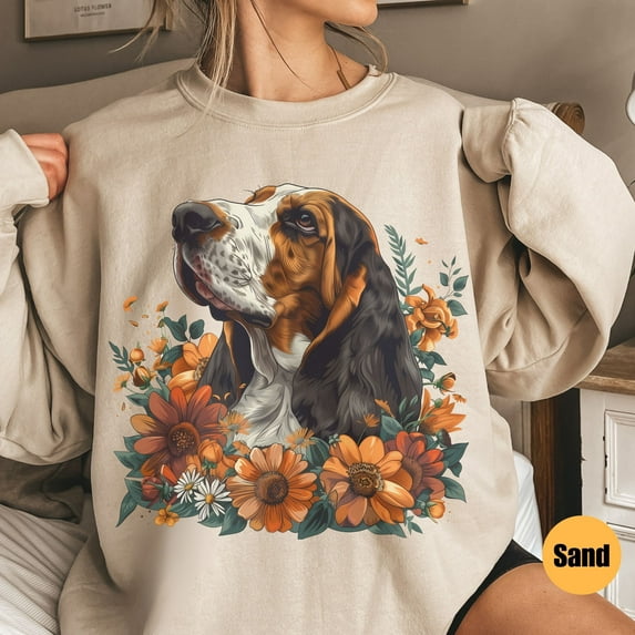 Basset Hound T-Shirt Floral Basset Hound T-Shirt Basset Hound Mom Gift ...
