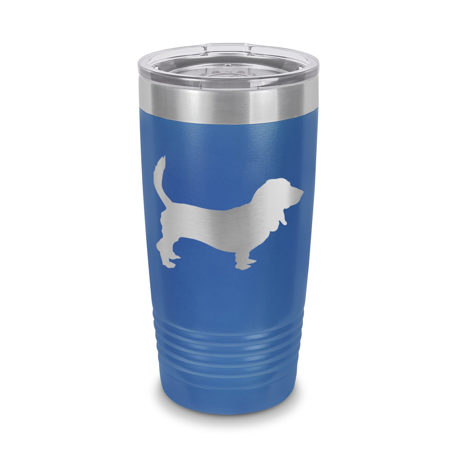 Basset Hound Tumbler 20 oz - Laser Engraved w/ Clear Lid - Stainless ...