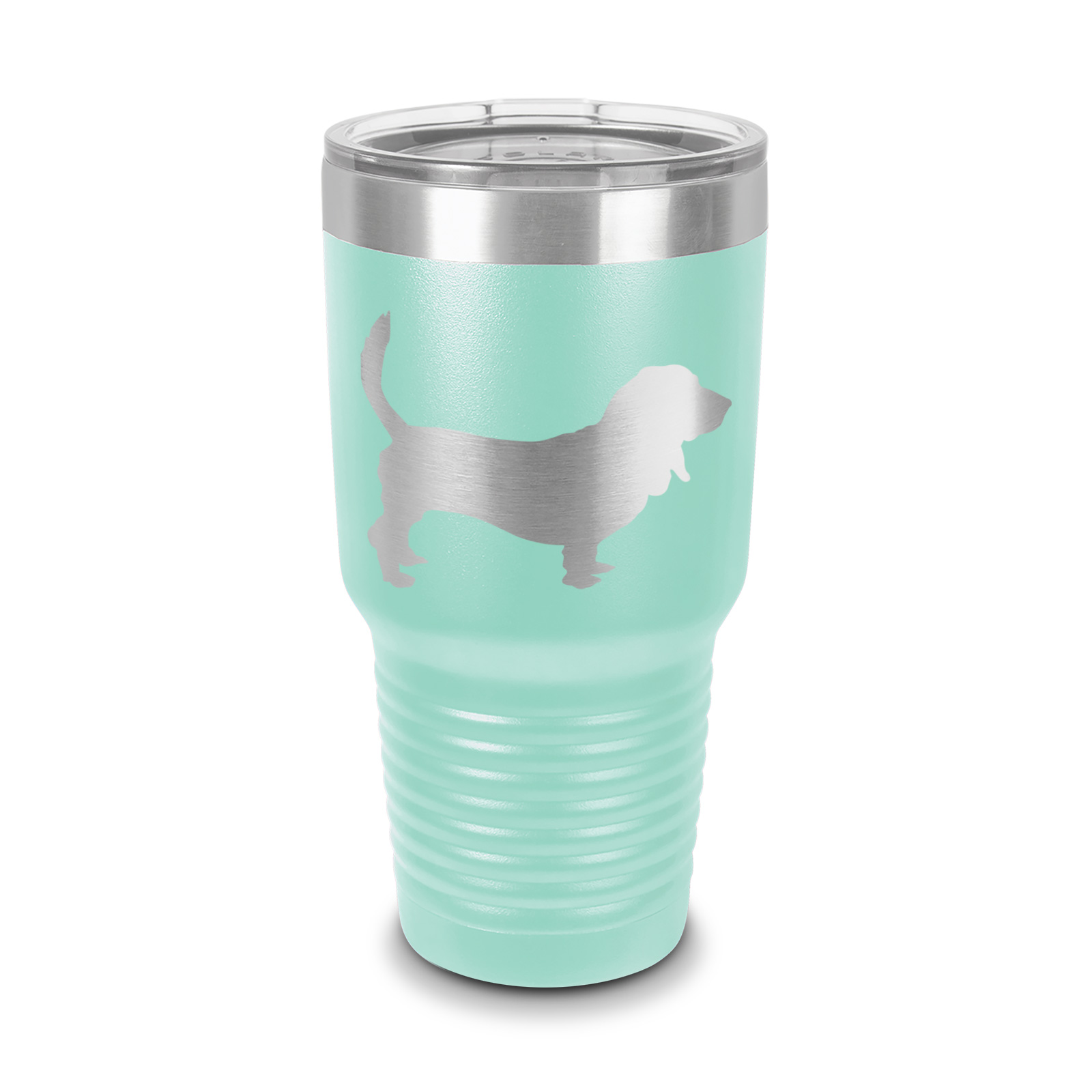 Basset Hound Tumbler 30 oz - Laser Engraved w/ Clear Lid - Stainless ...
