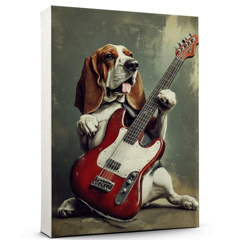 Basset Hound Vintage Dog – Artistic Music, Basset Hound Dog with Bass ...