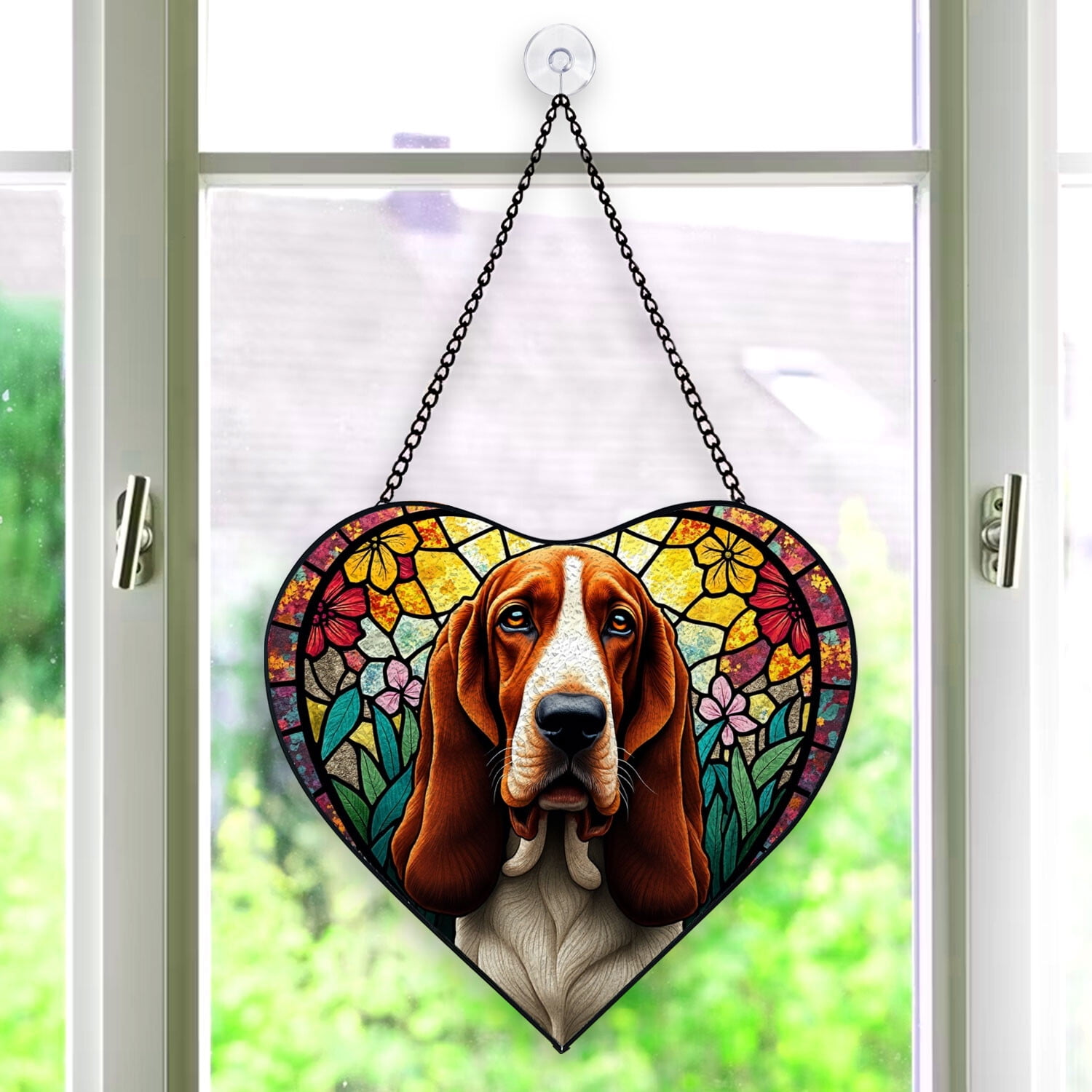 Basset Hound Window Hanging Stained Glass Christmas , Basset Hound Dog ...