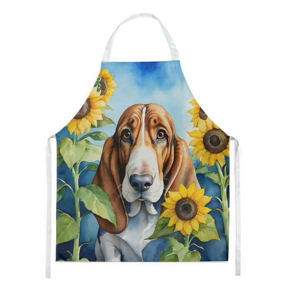 Basset Hound in Sunflowers Apron Cooking Kitchen Server Baking Crafts ...