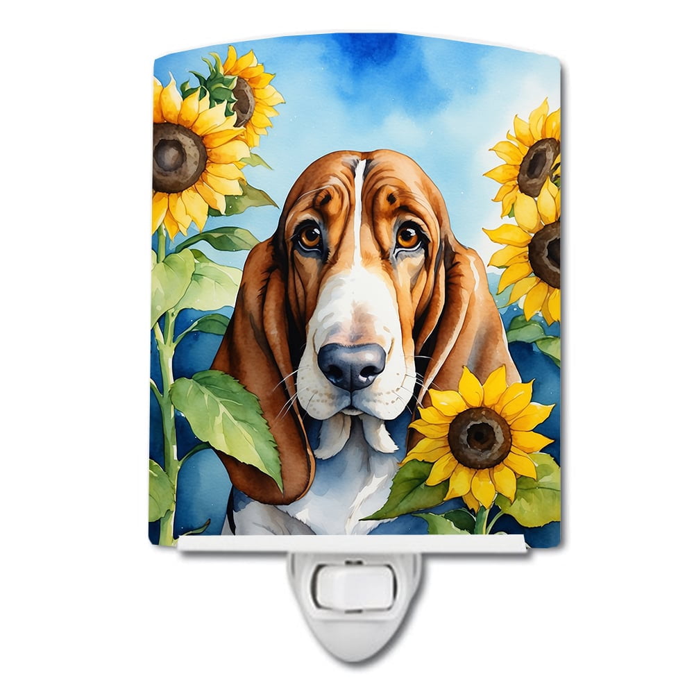Basset Hound in Sunflowers Ceramic Night Light 4 in x 6 in - Walmart.com