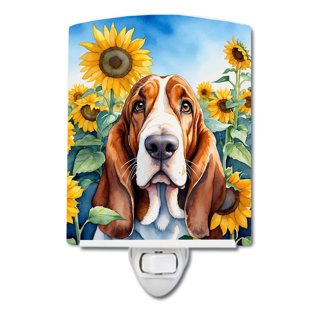 Basset Hound in Sunflowers Ceramic Night Light 4 in x 6 in - Walmart.com