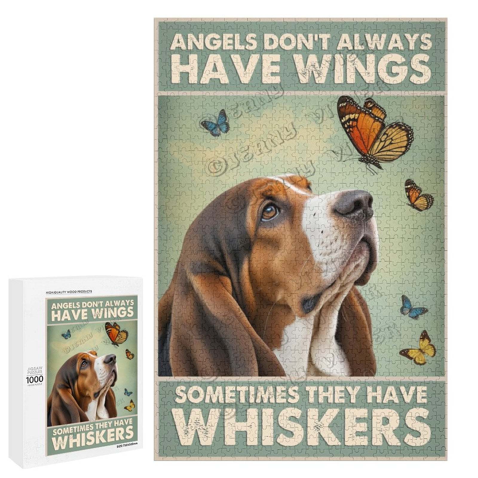 Basset Hound with Butterfly Angel Wings – 1000 Piece Puzzle | Fun ...