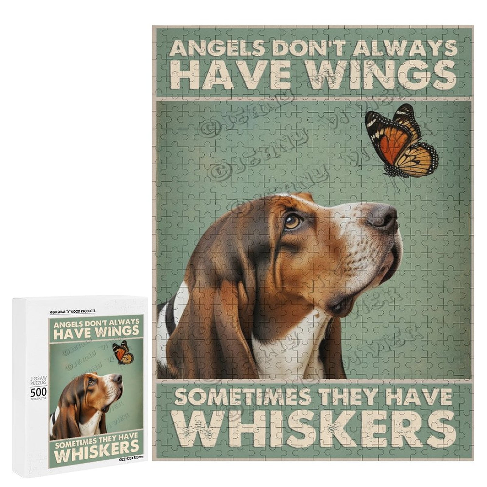 Basset Hound with Butterfly Angel Wings – 500 Piece Puzzle | Fun Puzzle ...