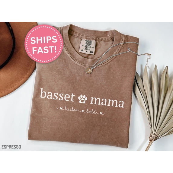 Basset Mama Shirt Personalized Basset Mama with Dog Names Tshirt Custom ...