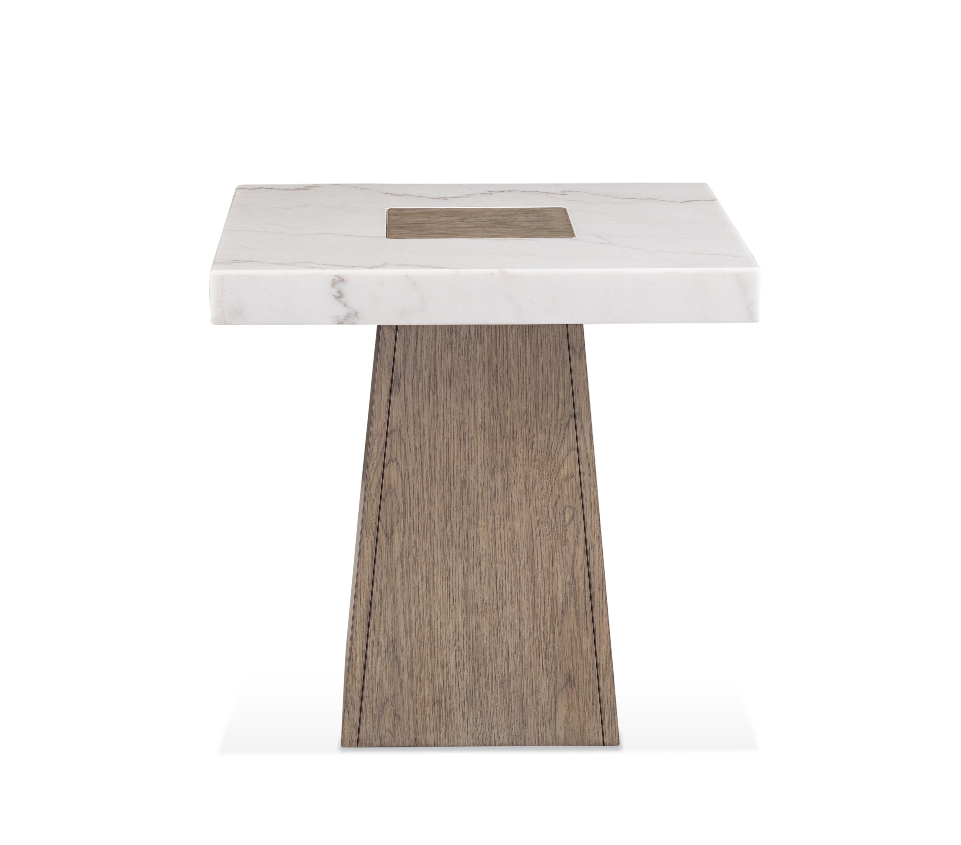 Bassett Mirror Collinston Modern Square Marble End Table in White ...