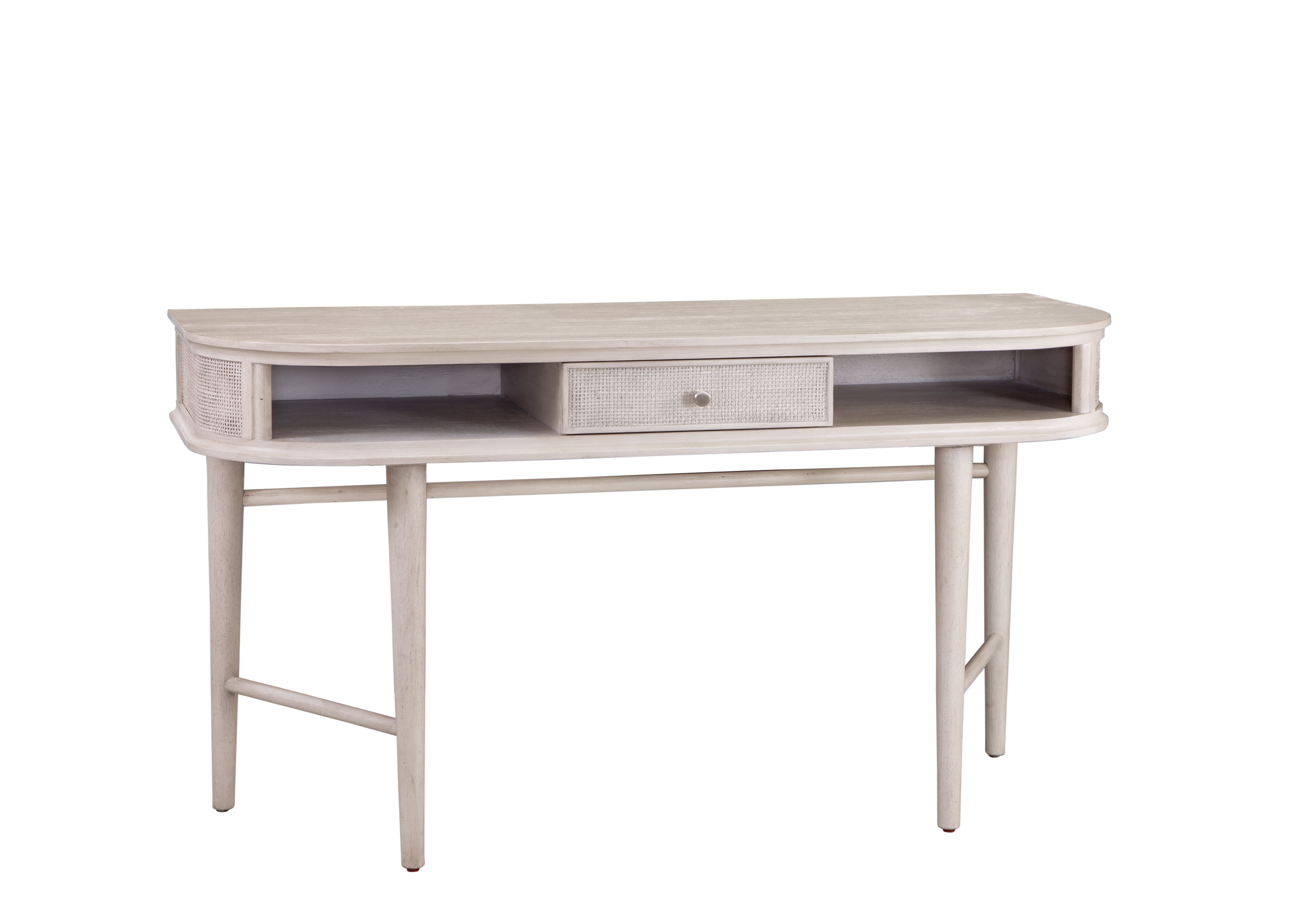 Bassett Mirror Korey Coastal Wood & Cane Desk with Tapered Legs in ...