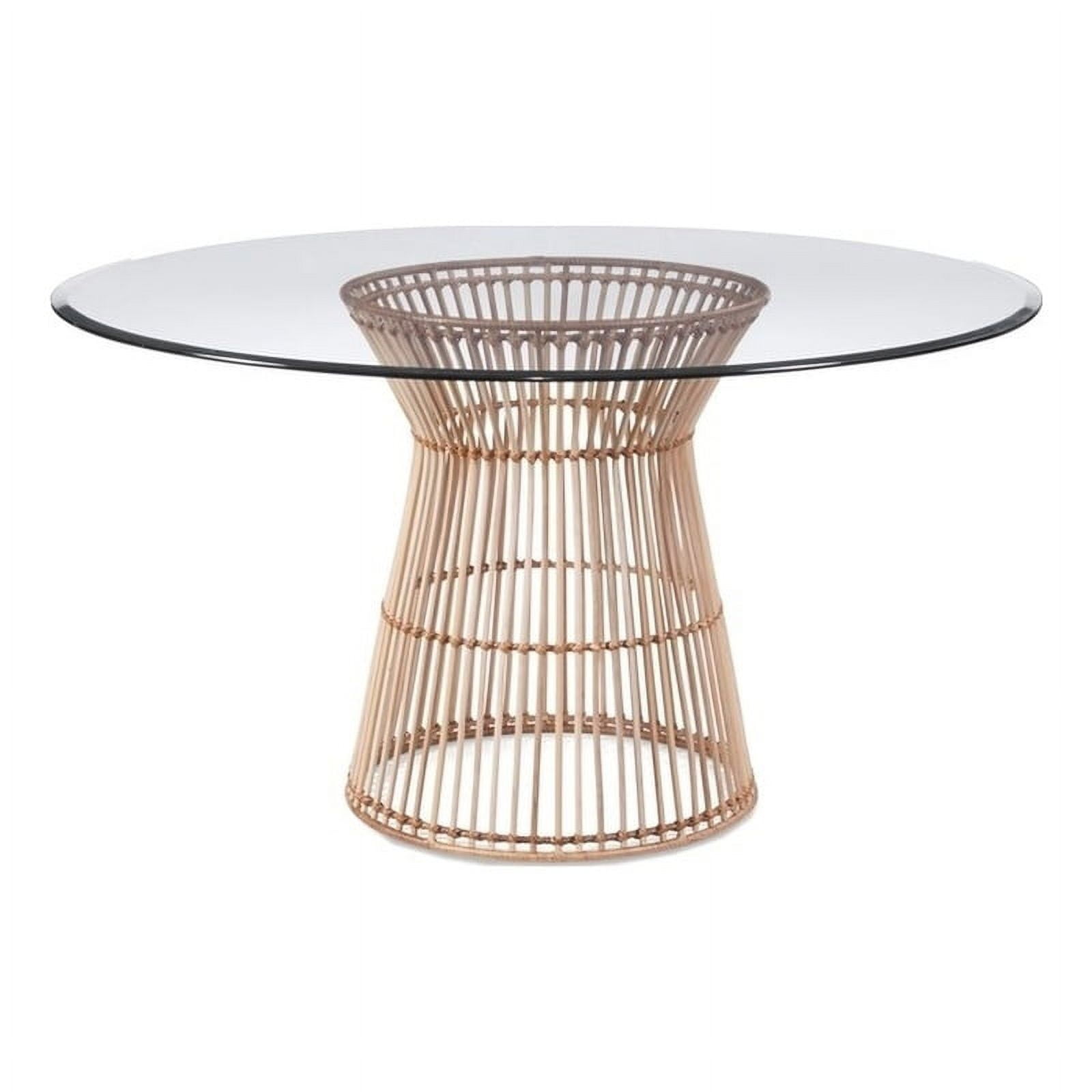 Bassett Mirror Leana Round Rattan Dining Table with Open Weave Base in ...
