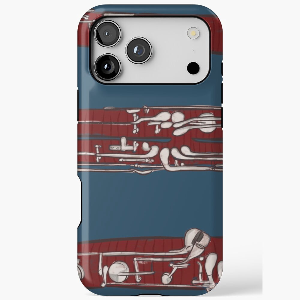 Bassoon Reed Music Schema Drawing Tough iPhone Case 17 11 12 13 14 15 ...