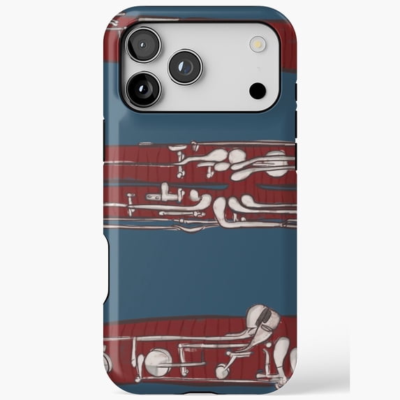 Bassoon Reed Music Schema Drawing Tough iPhone Case 17 11 12 13 14 15 ...