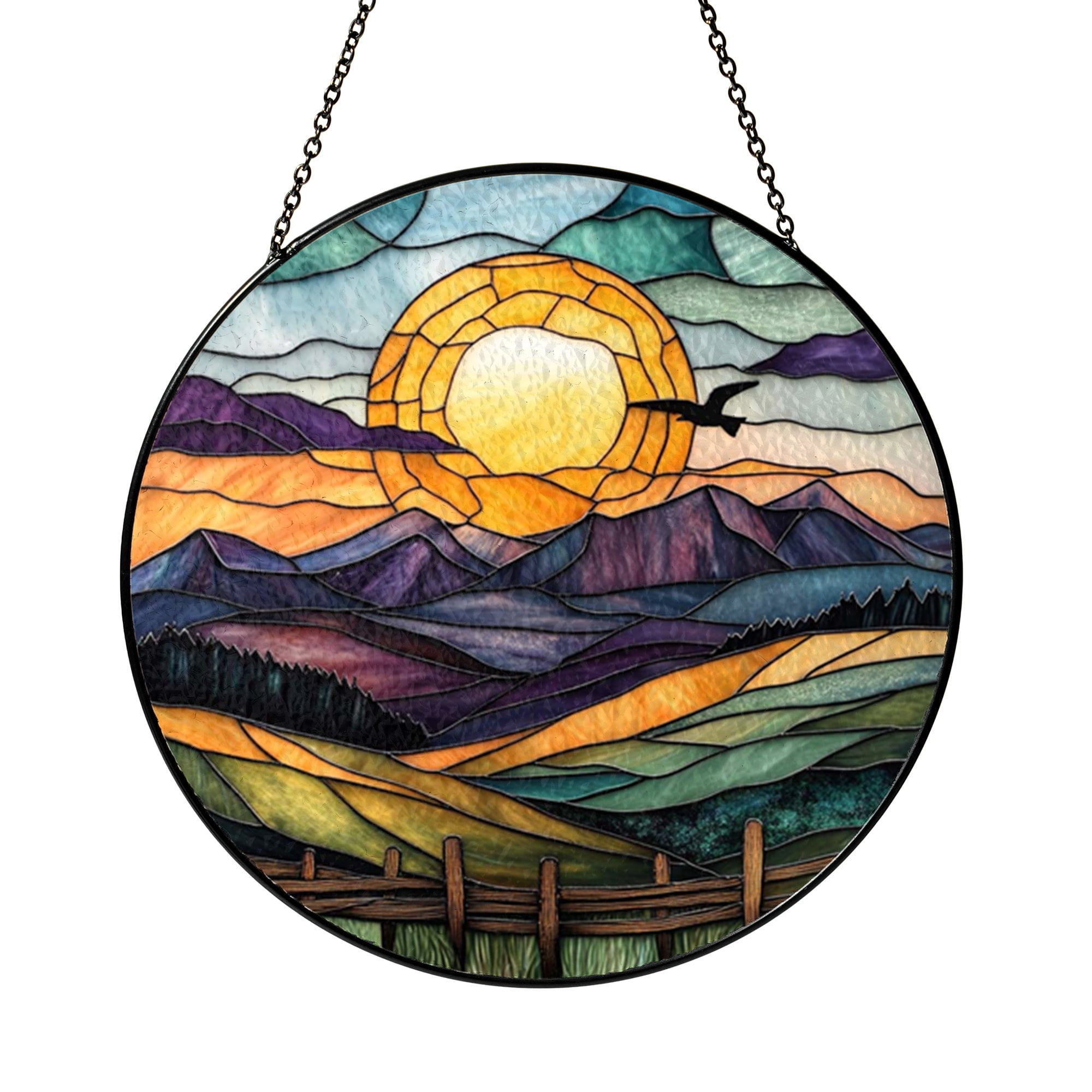 Bassoon and Clarinet Music Scene Stained Glass Suncatcher, Mountain ...