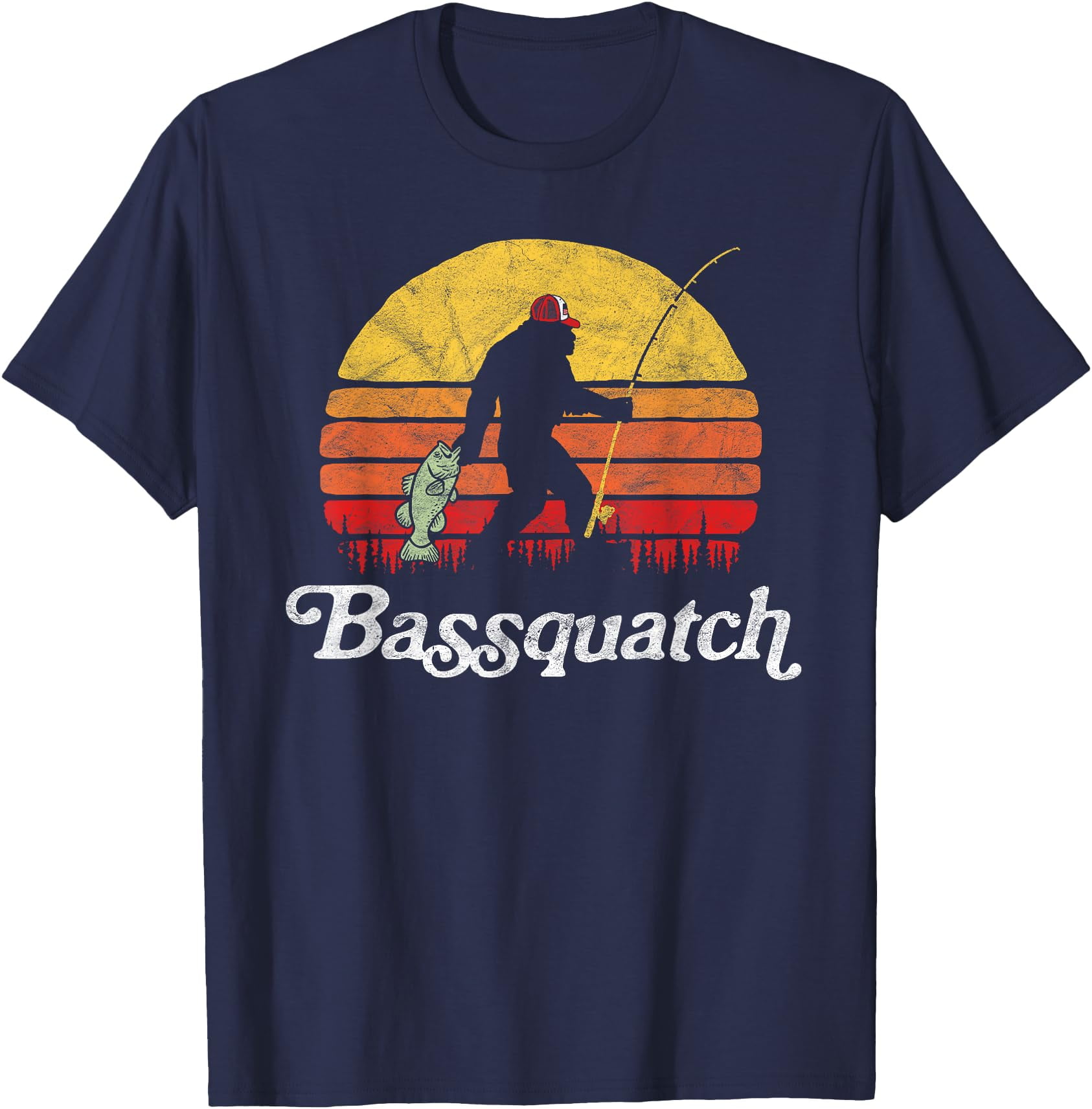 Bassquatch! Funny Bigfoot Fishing Unisex T-Shirt for Men Women Kids ...