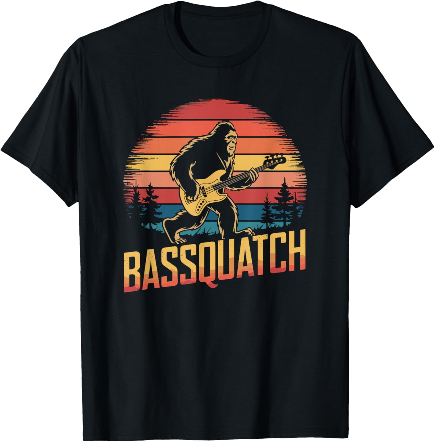 Bassquatch, Retro Bigfoot Bass Guitar Sasquatch T-Shirt Tee - Walmart.com